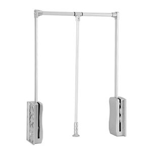 pull down closet rod wardrobe clothes hanger rail lift closet system storage organizer soft close aluminium garment hanging rack for soft return space saving (adjustable width 23.62-33.86inch)