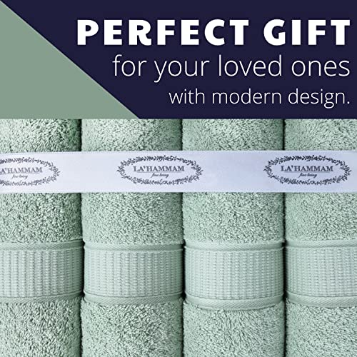 LA HAMMAM 6 Piece Towel Set - 2 Bath Towels, 2 Hand Towels, 2 Washcloths for Bathroom, College Dorm, Kitchen, Shower, Pool, Hotel, Gym & Spa | Soft & Absorbent Turkish Cotton Towel Sets - Green