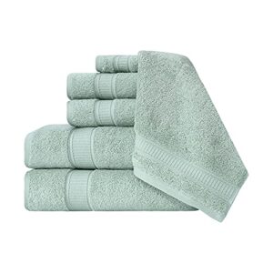 LA HAMMAM 6 Piece Towel Set - 2 Bath Towels, 2 Hand Towels, 2 Washcloths for Bathroom, College Dorm, Kitchen, Shower, Pool, Hotel, Gym & Spa | Soft & Absorbent Turkish Cotton Towel Sets - Green