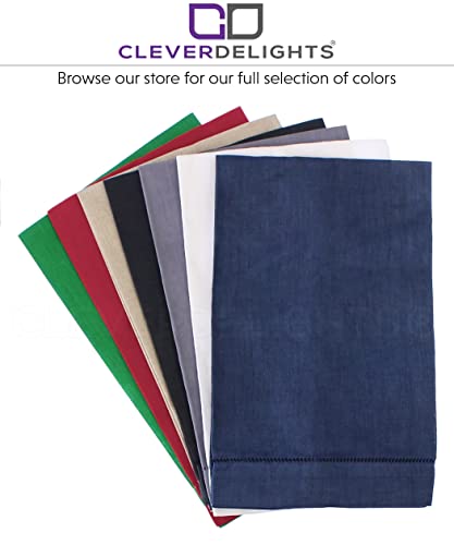 CleverDelights Light Stone Hemstitched Hand Towels - 6 Pack - 14" x 22" - 45/55 Cotton Linen Blend