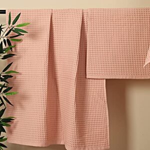 Puskul - Honeycomb Towel Set - Bath Towel Set - 2 Waffle Bath Towel - 2 Waffle Hand Towel - 100% Turkish Cotton - Luxury (Pink)