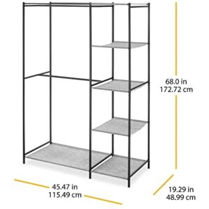 Whitmor Double Rod Closet with Shelves, Gray and Black