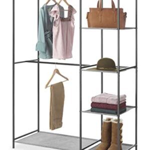 Whitmor Double Rod Closet with Shelves, Gray and Black