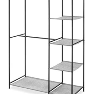 Whitmor Double Rod Closet with Shelves, Gray and Black