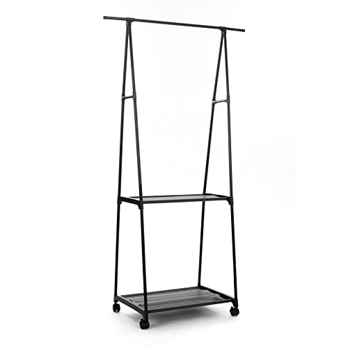 The Lakeside Collection Rolling Garment Rack with Shelving - Portable Storage Rack