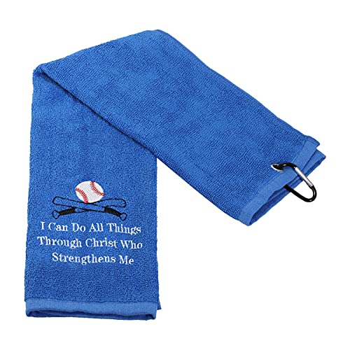 PXTIDY Baseball Towels Baseball Player Gift Baseball Coach Gift I Can Do All Things Through Christ Who Strengthens Me Embroidered Sports Teem Hand Towel Baseball Gift (Sport)