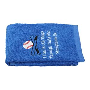 PXTIDY Baseball Towels Baseball Player Gift Baseball Coach Gift I Can Do All Things Through Christ Who Strengthens Me Embroidered Sports Teem Hand Towel Baseball Gift (Sport)