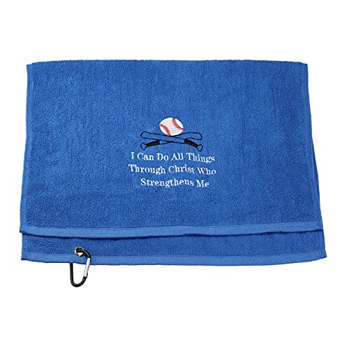 PXTIDY Baseball Towels Baseball Player Gift Baseball Coach Gift I Can Do All Things Through Christ Who Strengthens Me Embroidered Sports Teem Hand Towel Baseball Gift (Sport)