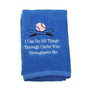 PXTIDY Baseball Towels Baseball Player Gift Baseball Coach Gift I Can Do All Things Through Christ Who Strengthens Me Embroidered Sports Teem Hand Towel Baseball Gift (Sport)