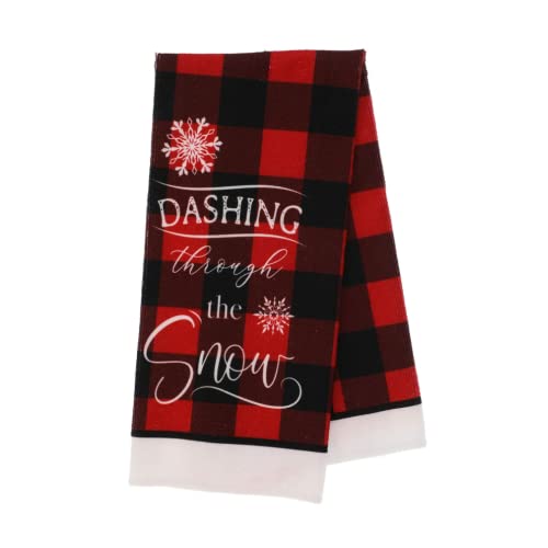 Custom Bundle Christmas Decorative Microfiber Kitchen Dish Towels - Buffalo Red & Black Plaid for Holiday Bathroom Hand Towel Set of 2 (Gnome)