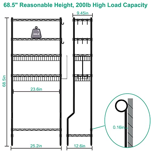 Folews Bathroom Organizer Over The Toilet Storage, 4-Tier Bathroom Shelves Over Toilet Shelf Above Toilet Storage Rack Freestanding Bathroom Space Saver with Adjustable Shelves and Baskets, Black