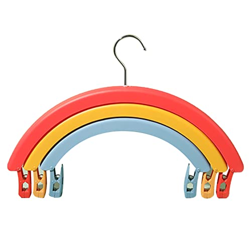 Coat Hanger,Non-Slip Clothes Hangers,Rainbow Hangers Multipurpose Collapsible Rotating with Clips Traceless Hangers for Clothes Skits(Rainbow)