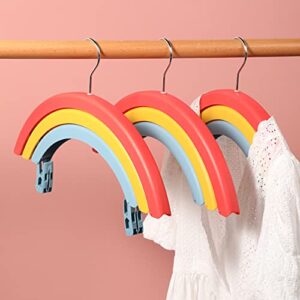 Coat Hanger,Non-Slip Clothes Hangers,Rainbow Hangers Multipurpose Collapsible Rotating with Clips Traceless Hangers for Clothes Skits(Rainbow)