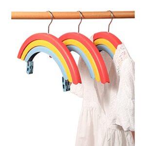 Coat Hanger,Non-Slip Clothes Hangers,Rainbow Hangers Multipurpose Collapsible Rotating with Clips Traceless Hangers for Clothes Skits(Rainbow)