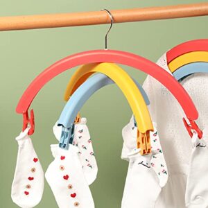 Coat Hanger,Non-Slip Clothes Hangers,Rainbow Hangers Multipurpose Collapsible Rotating with Clips Traceless Hangers for Clothes Skits(Rainbow)