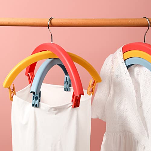 Coat Hanger,Non-Slip Clothes Hangers,Rainbow Hangers Multipurpose Collapsible Rotating with Clips Traceless Hangers for Clothes Skits(Rainbow)