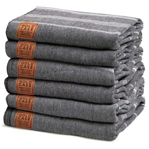 gold case turkish beach towel bath towels lycia series - set of 6 - xxl oversized 70x38 inches -100% cotton - quick dry lightweight sand free turkish towel (black)