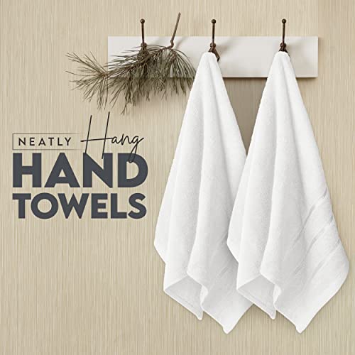 Utopia Towels - 6 Pack Viscose Hand Towels Set, (16 x 28 inches) 100% Ring Spun Cotton, Ultra Soft and Highly Absorbent 600GSM Towels for Bathroom, Gym, Shower, Hotel, and Spa (White)