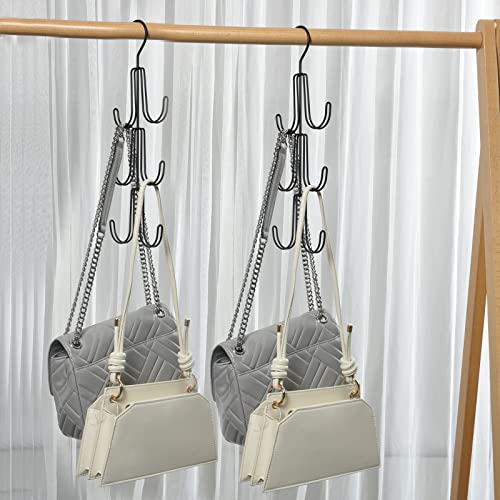 dineda 2PACK Purse Organizer for Closet Purse Hangers Bag Organizer Closet Bag Holder Handbag Storage Organizer Black