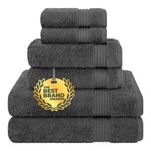 cotton paradise 6 piece towel set, 100% turkish cotton soft absorbent towels for bathroom, 2 bath towels 2 hand towels 2 washcloths, gray towel set