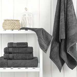 Cotton Paradise 6 Piece Towel Set, 100% Turkish Cotton Soft Absorbent Towels for Bathroom, 2 Bath Towels 2 Hand Towels 2 Washcloths, Gray Towel Set