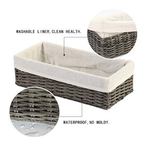 HOSROOME Bathroom Wicker Baskets for Organizing Toilet Paper Basket Storage Basket for Toilet Tank Top Decorative Basket for Closet, Bedroom, Bathroom, Entryway, Office(Set of 2,Grey)