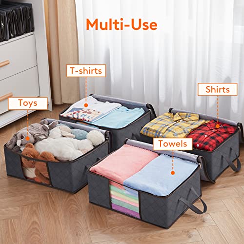 Lifewit 4 Pack 35L Clothes Storage Bag, Bundle with 4 Pack 90L Clothes Storage Bag Organizer, Grey