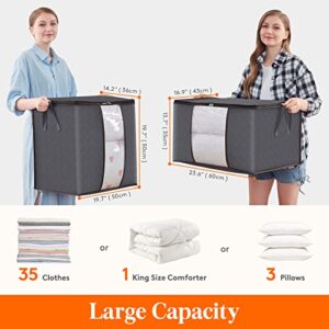 Lifewit 4 Pack 35L Clothes Storage Bag, Bundle with 4 Pack 90L Clothes Storage Bag Organizer, Grey