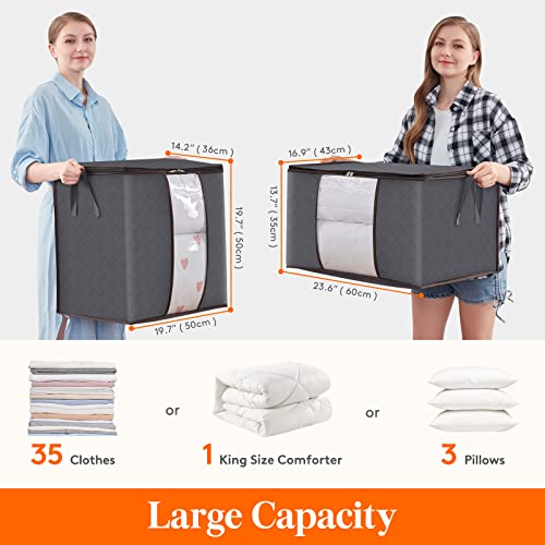 Lifewit 4 Pack 35L Clothes Storage Bag, Bundle with 4 Pack 90L Clothes Storage Bag Organizer, Grey