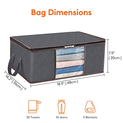 Lifewit 4 Pack 35L Clothes Storage Bag, Bundle with 4 Pack 90L Clothes Storage Bag Organizer, Grey