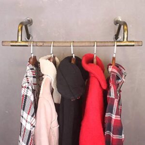 FKhanger Industrial Wood Wall Clothes Hanging Rod,Iron Pipe Bracket Clothes Rod Garment Rack Commercial Clothing Display Rack (Color : Gold, Size : 120x29x16cm)