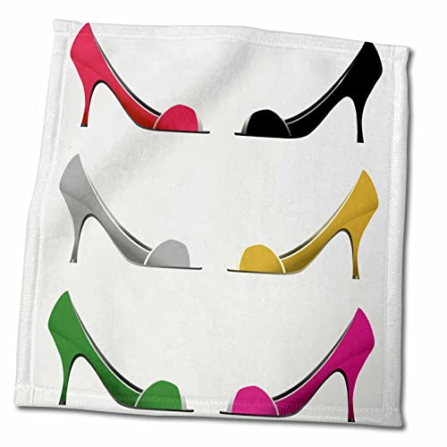 3dRose Anne Marie Baugh Shoes - Six High Heel Shoes Facing Each Other Design - Towels (twl-111566-3)