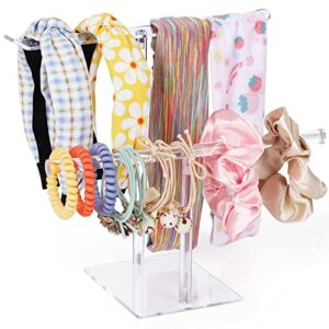 headband holder scrunchie holder acrylic, clear hair ties holder organizer, headband display stand, scrunchie storage organizer, hair accessories organizer for women and girls