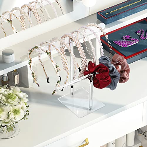 Headband Holder Scrunchie Holder Acrylic, Clear Hair Ties Holder Organizer, Headband Display Stand, Scrunchie Storage Organizer, Hair Accessories Organizer for Women and Girls