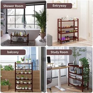 ZRWD Wood Shoe Rack, 2 Tier Stackable Shoe Rack, Small Shoe Rack Storage Organizer for Closet, Entryway, Hallway, Living Room, Balcony