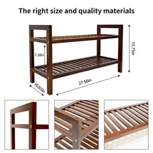 ZRWD Wood Shoe Rack, 2 Tier Stackable Shoe Rack, Small Shoe Rack Storage Organizer for Closet, Entryway, Hallway, Living Room, Balcony