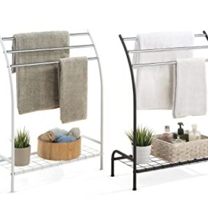 SunnyPoint Freestanding 3 Hanging Bar Towel Rack with Bottom Shelf (BLK)