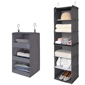 granny says bundle of 1-pack hanging organizer for walk-in closet & 1-pack closet hanging shelves