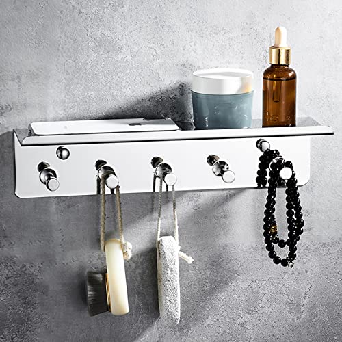 FVRTFT Shower Rack with Hook Shower Caddy No Drilling Shower Shelves Self Adhesive Wall Mounted Stainless Steel For Bathroom Kitchen,30cm