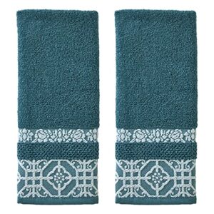 skl home vern yip floral lanterns hand towel set, teal 2 count