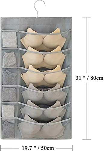 ZaYow 36 Pockets Closet Hanging Organizer with Mesh Pockets Double Sided Underwear Panty Socks Storage Bag with Hanger