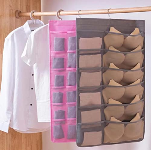 ZaYow 36 Pockets Closet Hanging Organizer with Mesh Pockets Double Sided Underwear Panty Socks Storage Bag with Hanger