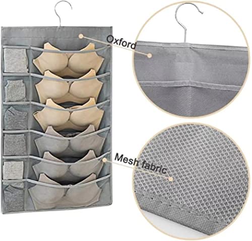 ZaYow 36 Pockets Closet Hanging Organizer with Mesh Pockets Double Sided Underwear Panty Socks Storage Bag with Hanger