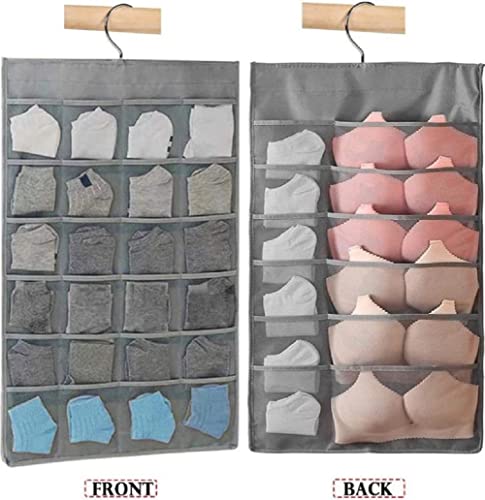 ZaYow 36 Pockets Closet Hanging Organizer with Mesh Pockets Double Sided Underwear Panty Socks Storage Bag with Hanger