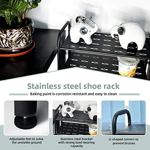 5 Tier Metal Shoe Rack Tall Shoe Shelf Storage Organizer, Show Storage Shoes Rack Garage Shelving Vertical Shoe Stand Stackable Boot, Free-Standing Shoe Racks for Entryway Hallway Living Room Closet