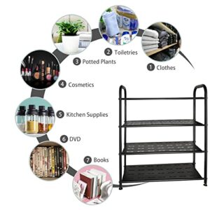 5 Tier Metal Shoe Rack Tall Shoe Shelf Storage Organizer, Show Storage Shoes Rack Garage Shelving Vertical Shoe Stand Stackable Boot, Free-Standing Shoe Racks for Entryway Hallway Living Room Closet