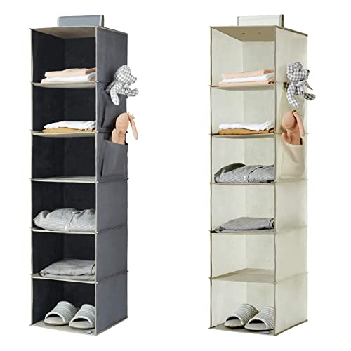 YOUDENOVA Hanging Closet Organizers and Storage, 6-Shelf Closet Hanging Storage Shelves