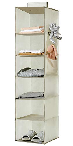 YOUDENOVA Hanging Closet Organizers and Storage, 6-Shelf Closet Hanging Storage Shelves