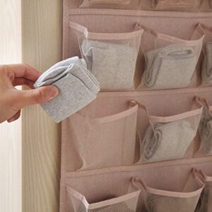 UYIDUO Dual-Sided Storage Bags, Hanging Closet Organizer for Wardrobe Organizing of Underwear, Bras, Socks and More (Beige)