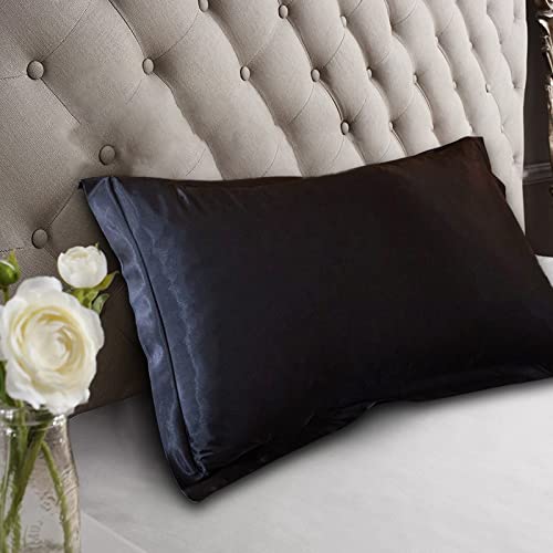 LOYE Set of Two Silk Pillowcases Solid Color Faux Silk Pillowcase Silk No Zipper Envelope Pillow Pillow Cover Solid Throw Pillow Covers (A, One Size)